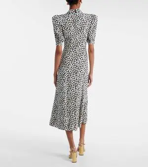 Alessandra Rich Floral Printed Silk Midi Dress