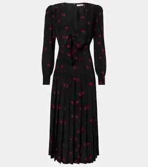 Alessandra Rich Bow-detail Printed Silk Midi Dress