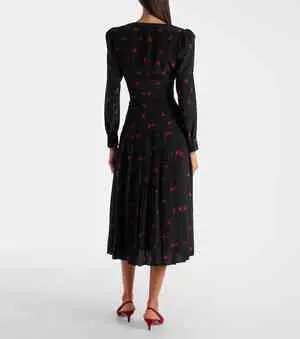 Alessandra Rich Bow-detail Printed Silk Midi Dress