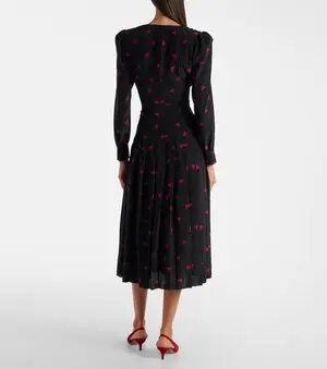 Alessandra Rich Bow-detail Printed Silk Midi Dress