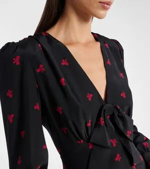 Alessandra Rich Bow-detail Printed Silk Midi Dress