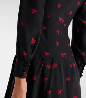 Alessandra Rich Bow-detail Printed Silk Midi Dress
