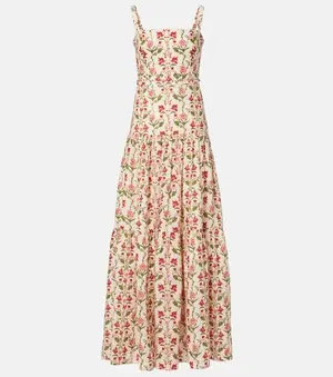Agua Bendita Lima Floral Linen Maxi Dress - Multicoloured