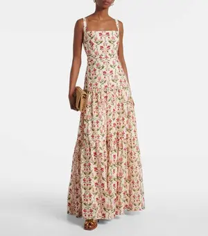 Agua Bendita Lima Floral Linen Maxi Dress - Multicoloured