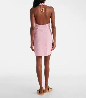 Hunza G Gingham Halterneck Seersucker Minidress - Pink