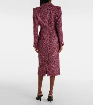 Alessandra Rich Sequined Tweed Midi Skirt - Purple