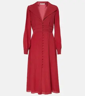 Alessandra Rich Polka Dot Silk Dress - Red