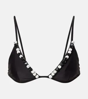 SIR. Baci Beaded Bikini Top - Black