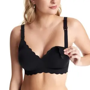 MOMCOZY Yn46 Floral Nursing Bra - Black