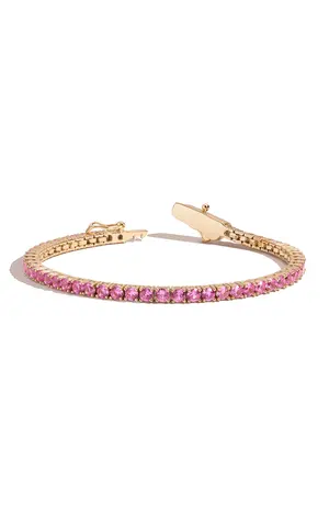 AURATE Lab Grown Gemstone Tennis Bracelet - Pink Sapphire