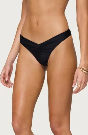 EDIKTED Starfish Ruched Bikini Bottoms - Black