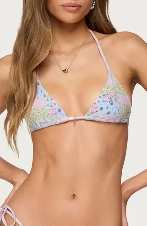 EDIKTED Patchwork Triangle Bikini Top - Mix