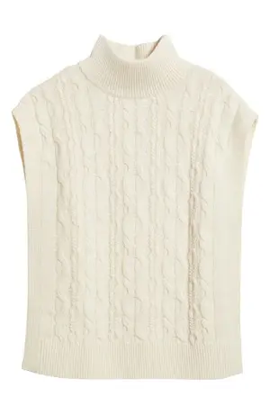 525 America Cable Sleeveless Mock Neck Sweater