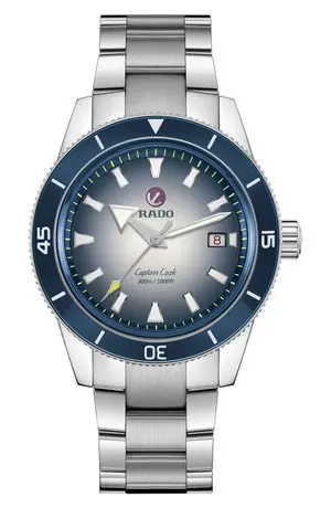 RADO Captain Cook Automatic Bracelet Watch - Silver/blue