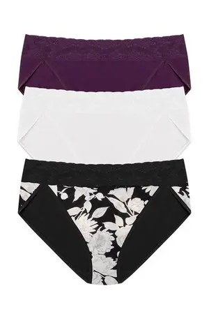 Natori Bliss Perfection French Cut Brief 3-pack - Garden Rose Prt/cocont/fig Jam