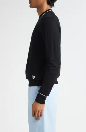 Dolce & Gabbana Tipped Virgin Wool Crewneck Sweater