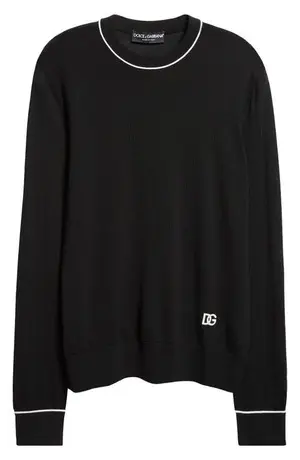 Dolce & Gabbana Tipped Virgin Wool Crewneck Sweater