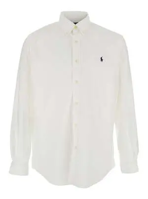 Ralph Lauren Custom Fit Oxford' Shirt With Button Down Collar And Pony Embroidery On The Front In Cotton - White