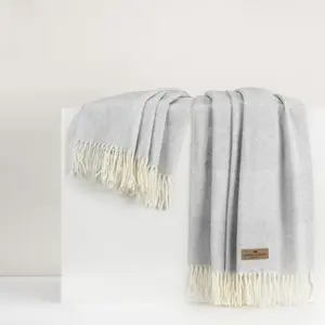 LANDS DOWNUNDER Hampton Plaid Herringbone Throw Silver