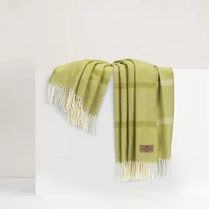 LANDS DOWNUNDER Montauk Stripe Herringbone Throw - Lemongrass