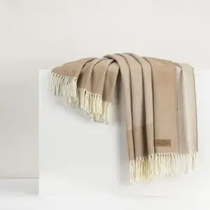LANDS DOWNUNDER Border Herringbone Throw - Dune
