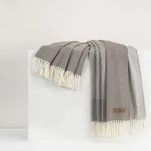 LANDS DOWNUNDER Border Herringbone Throw - Mink