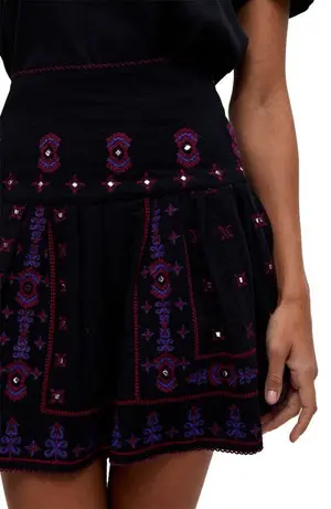 RAFFYA Issabel Embroidered Mini Skirt