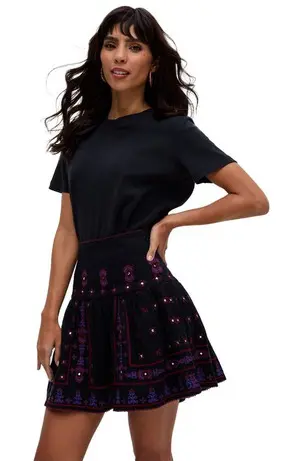RAFFYA Issabel Embroidered Mini Skirt