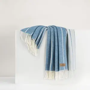 LANDS DOWNUNDER Fiji Stripe Throw - Blue Denim