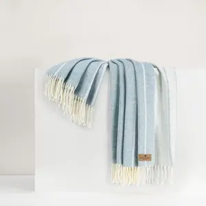 LANDS DOWNUNDER Fiji Stripe Throw - Crystal Blue