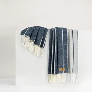 LANDS DOWNUNDER Fiji Stripe Throw - Navy