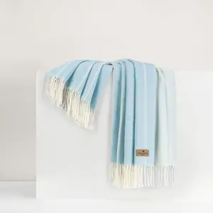 LANDS DOWNUNDER Fiji Stripe Throw - Sky Blue