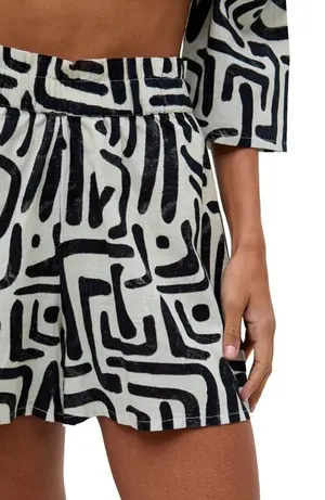 RAFFYA Nicola Warhol Print Paperbag Waist Shorts
