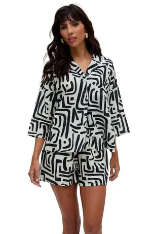 RAFFYA Nicola Warhol Print Paperbag Waist Shorts