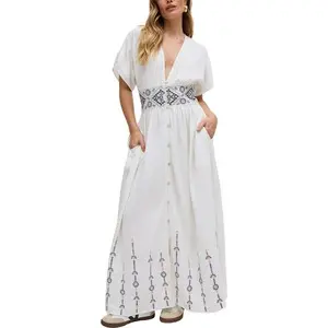 RAFFYA Sally Ann Button-down Maxi Dress