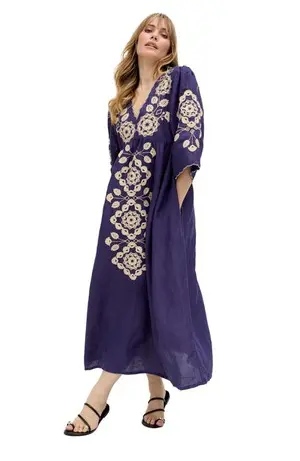 RAFFYA Arianna Embroidered Maxi Dress