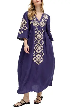 RAFFYA Arianna Embroidered Maxi Dress