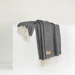 LANDS DOWNUNDER Pinstripe Cashmere Throw - Onyx