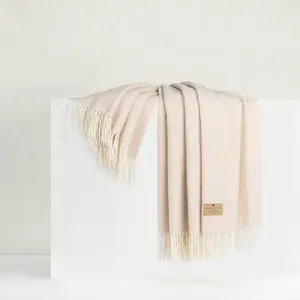 LANDS DOWNUNDER Pinstripe Cashmere Throw - Sand