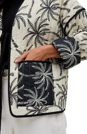 RAFFYA Felicity Palm Print Reversible Jacket