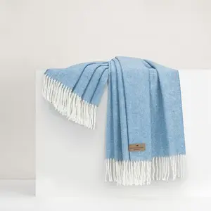 LANDS DOWNUNDER Italian Herringbone Throw - Blue Denim
