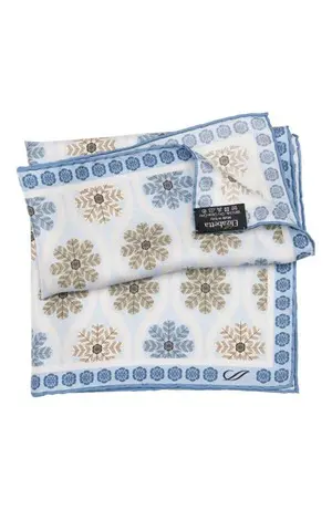 ELIZABETTA Garganosilk Pocket Square For - Blue