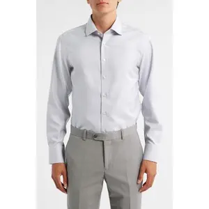 1863 BY ETERNA Royal Twill Slim Fit Solid Non-iron Cotton Dress Shirt - Silver