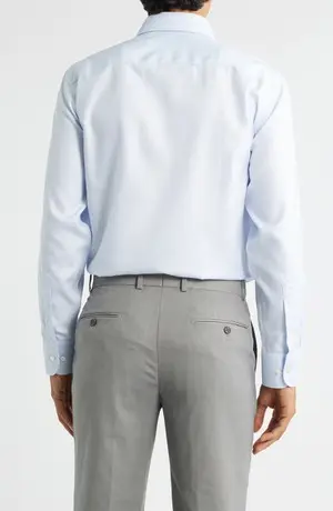 1863 BY ETERNA Royal Twill Slim Fit Solid Non-iron Cotton Dress Shirt - Sky