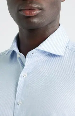 1863 BY ETERNA Stripe Non-iron Cotton Twill Dress Shirt