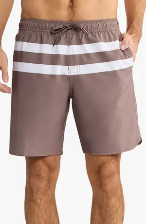 FAIR HARBOR The Anchor Swim Trunks - Brown Stone Stripe