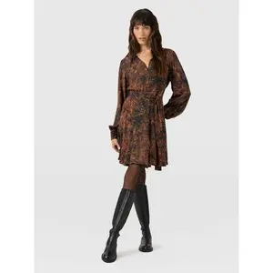 SAINT + SOFIA Joselyn Mini Fit & Flare Dress - Brown Marble