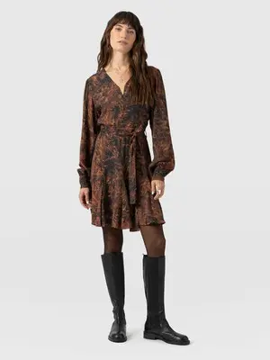 SAINT + SOFIA Joselyn Mini Fit & Flare Dress - Brown Marble
