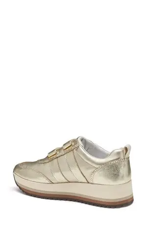 JOHNSTON & MURPHY COLLECTION Gracie Double Strap Sneaker - Gold/crinkled Sheepskin