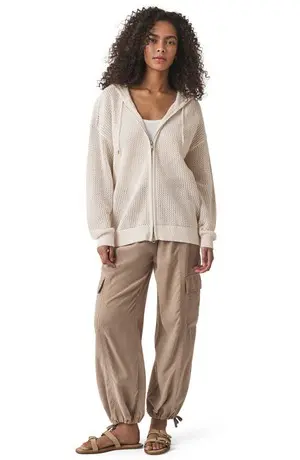 Splendid Nala Openwork Cotton Zip Hoodie
